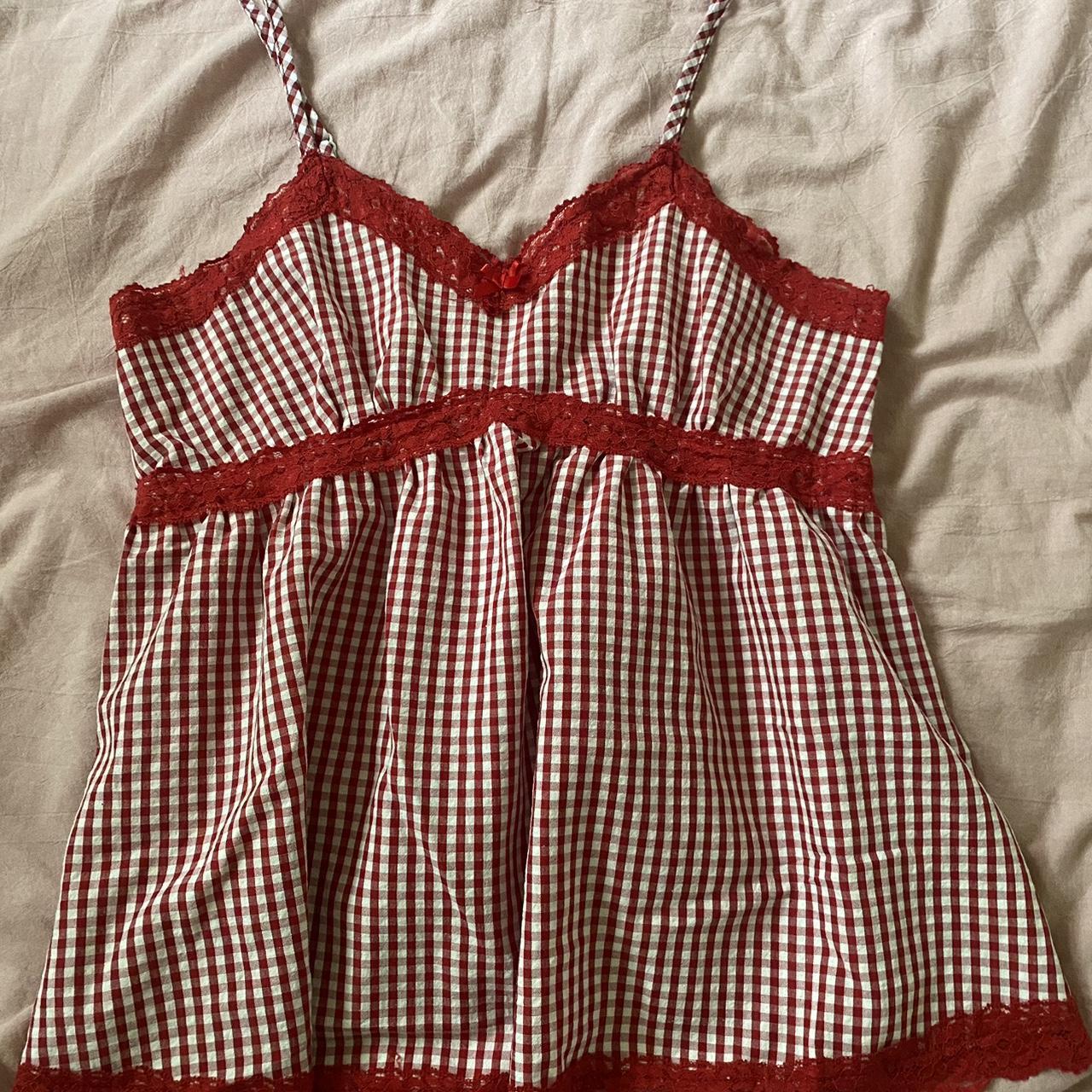 cute red gingham top from shein, in good condition.... - Depop