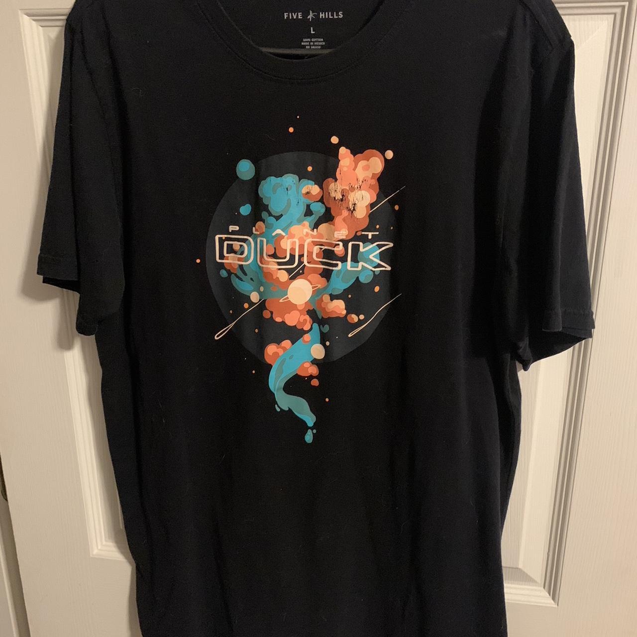 Quackity merch planet duck tshirt. The print is a... - Depop