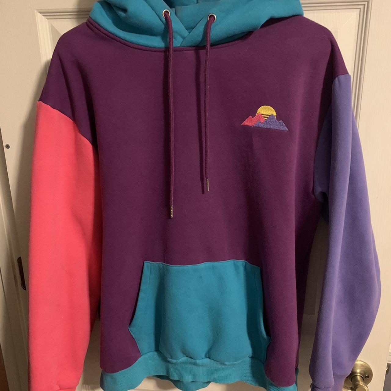 Purpled youtuber color block hoodie merch. Worn a... - Depop