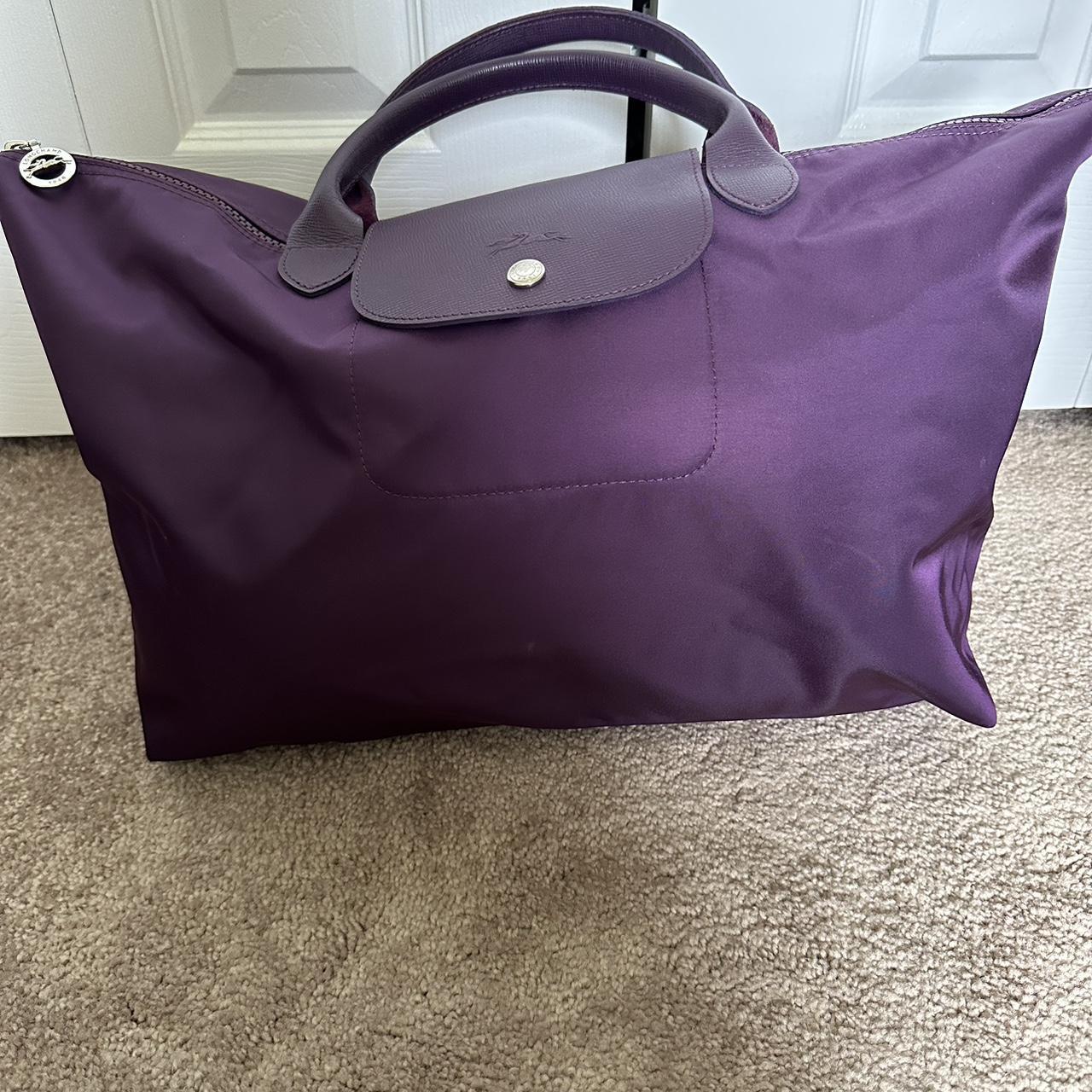 Purple Longchamp large tote. Missing a shoulder... - Depop