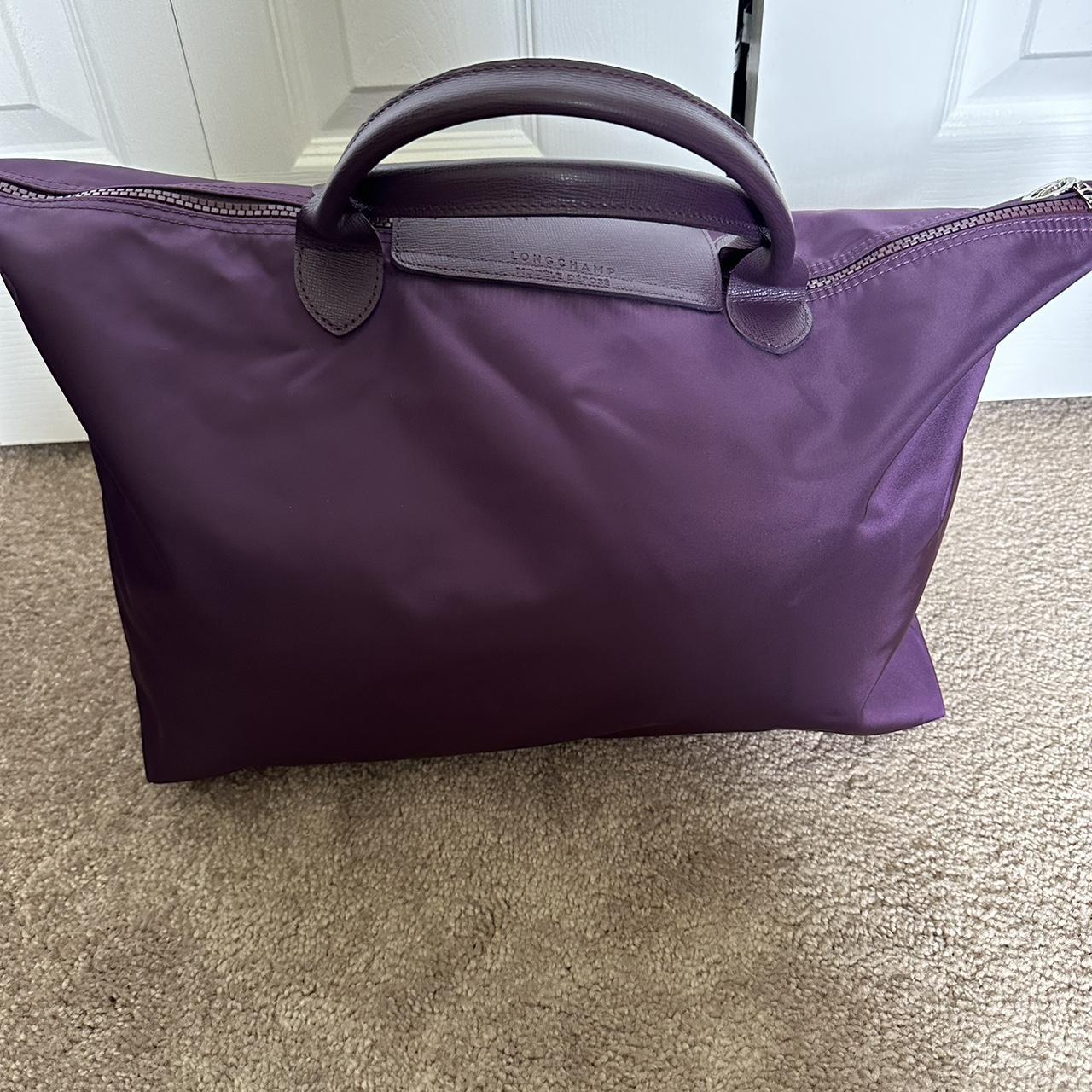 Purple Longchamp large tote. Missing a shoulder... - Depop