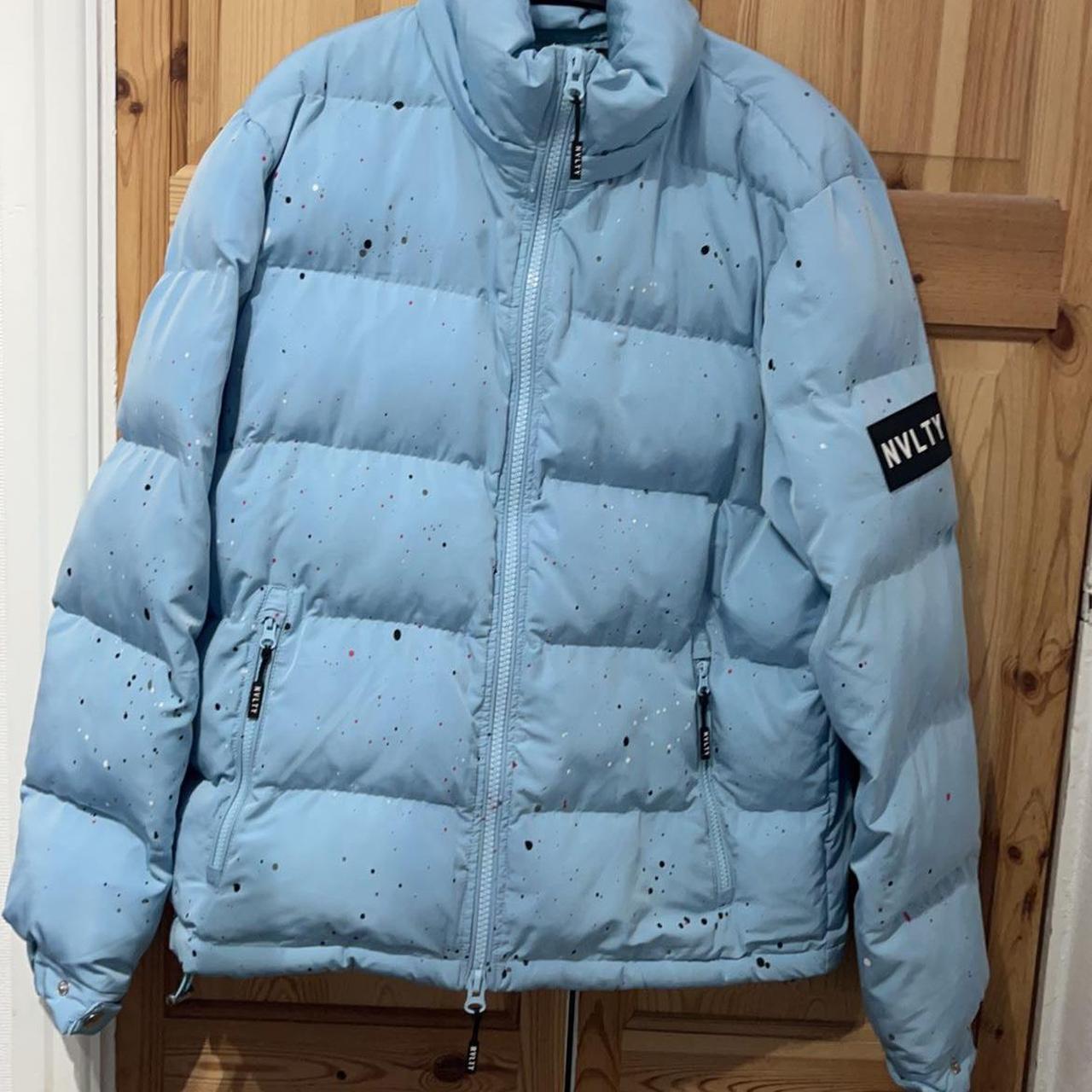 NVLTY baby blue puffer -great condition -size medium... - Depop