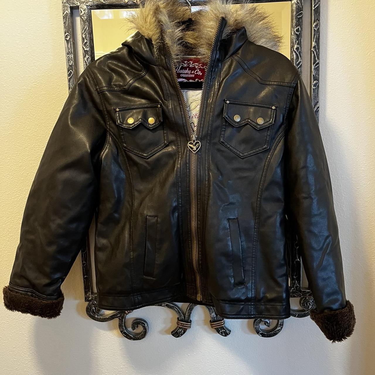 Faux leather jacket. Y2K style. Size 16. Looks like... - Depop