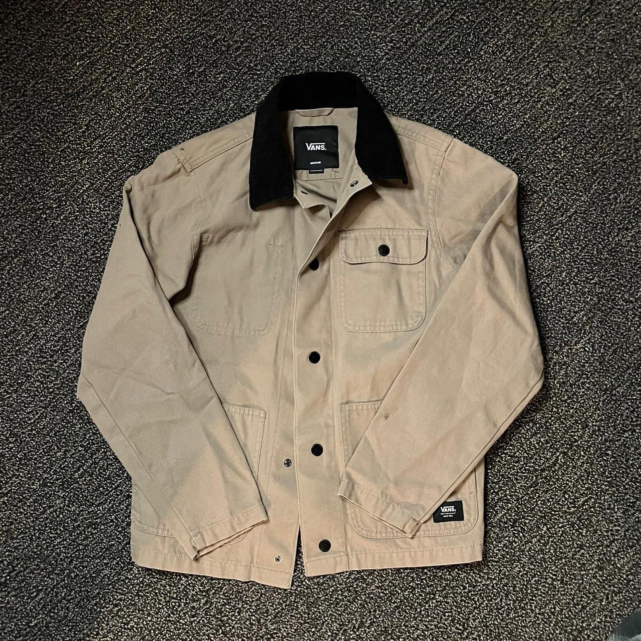 Tan and black Vans corduroy collar chore jacket... | Depop