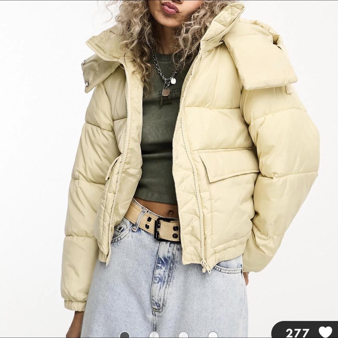 Weekday puffer cream winter coat... - Depop