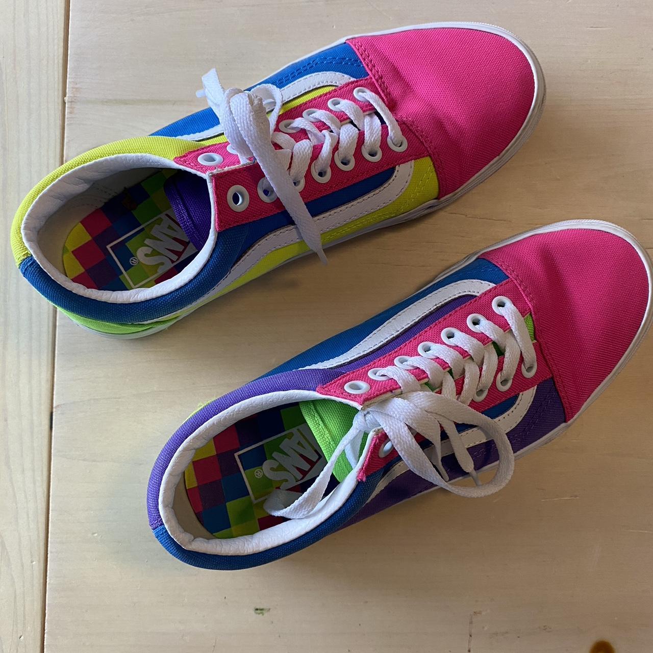 Neon Colorblock Vans - so cute and colorful -... - Depop
