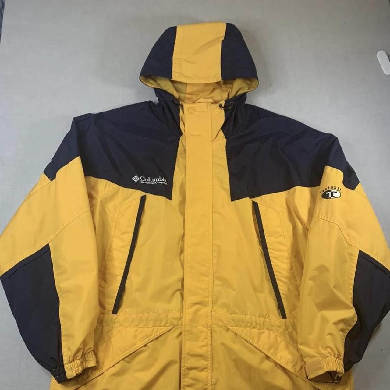 Columbia Sportswear Men's Navy and Yellow Coat | Depop