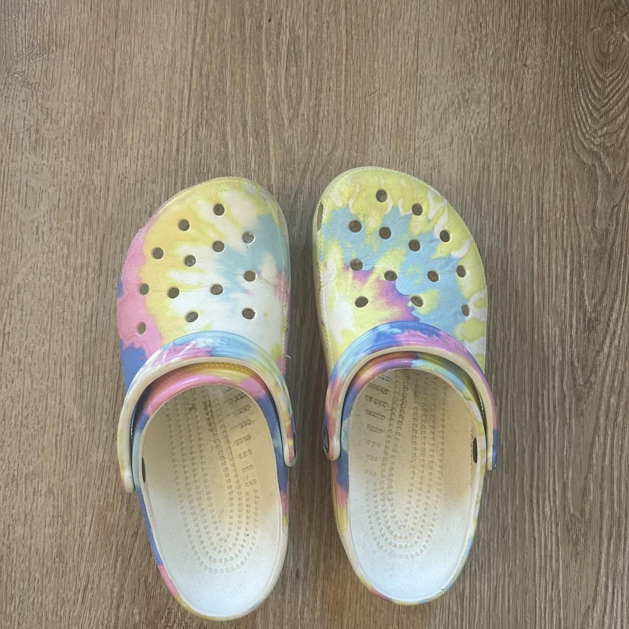 Pastel tie dye crocs Size: men’s 8 women’s 10 good... - Depop