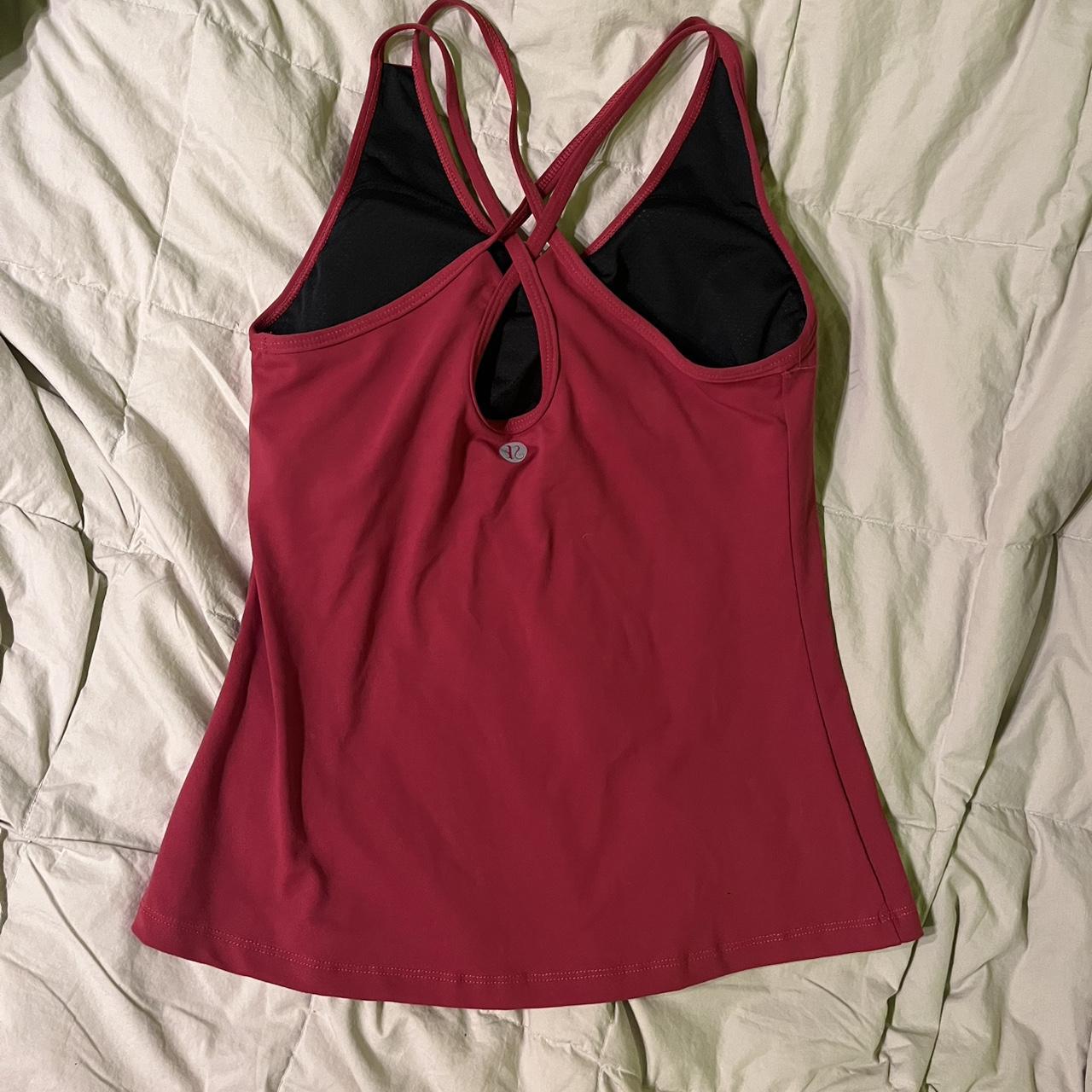 red workout top w padded bra built in #workout #top... | Depop