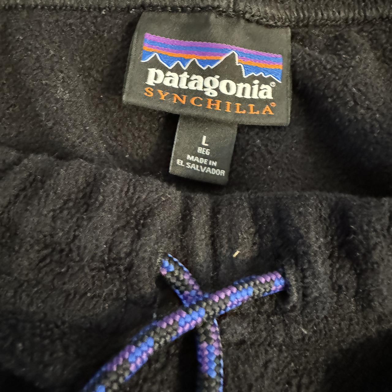 Y3k Patagonia synchilla thick fleece black baggy pants - Depop