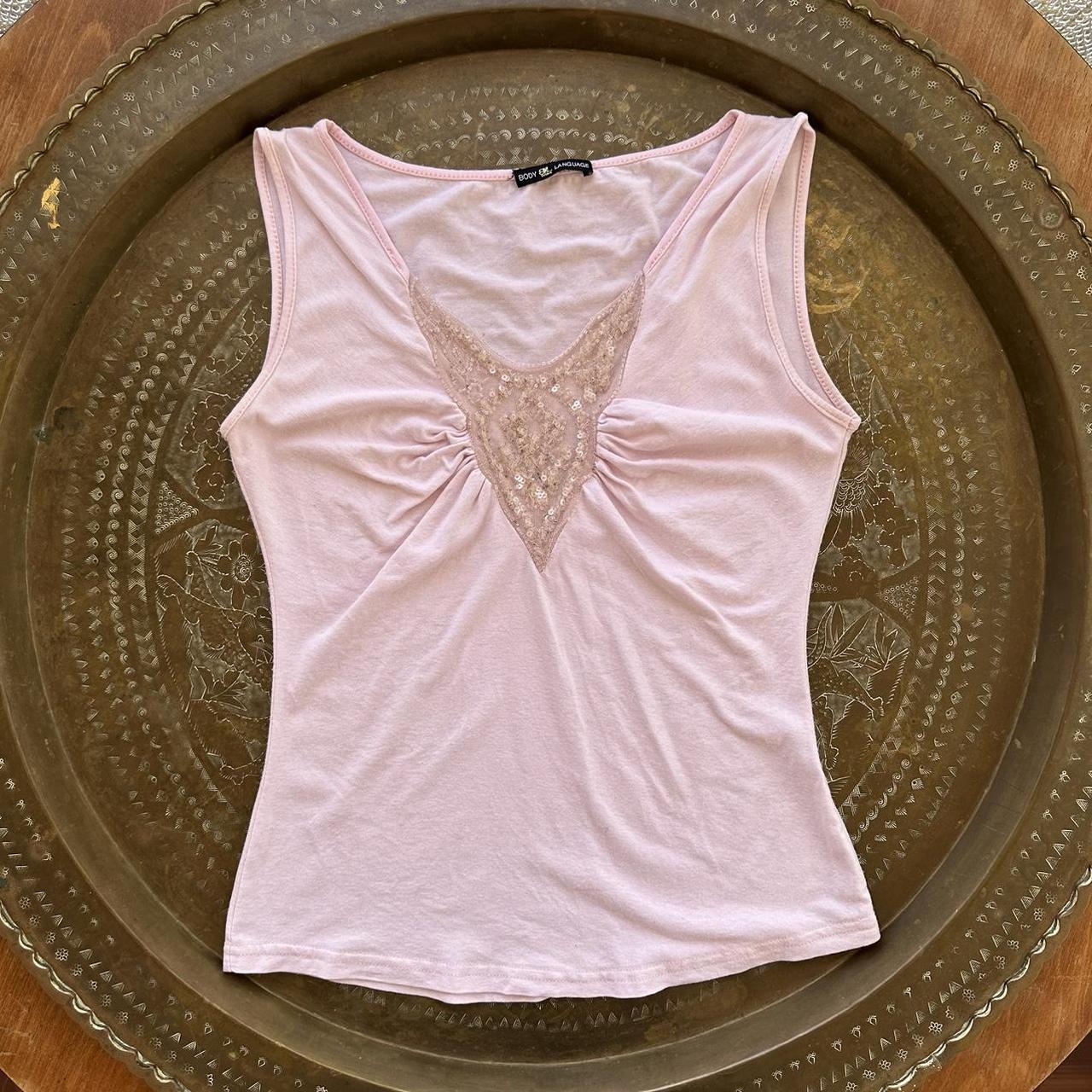Y2K Body Language Pink Tank Top Balletcore Item is... - Depop