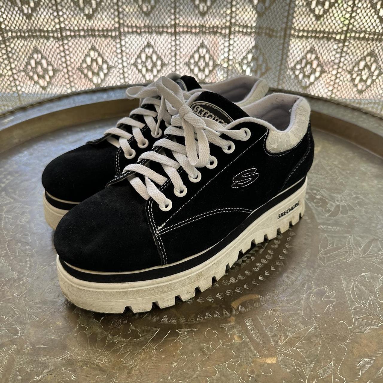 Vintage 90s Y2K Sketchers RARE Black Chunky Platform... - Depop