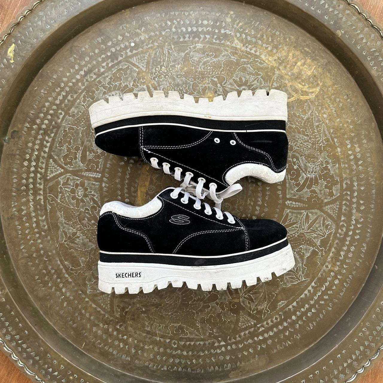Vintage 90s Y2K Sketchers RARE Black Chunky Platform... - Depop