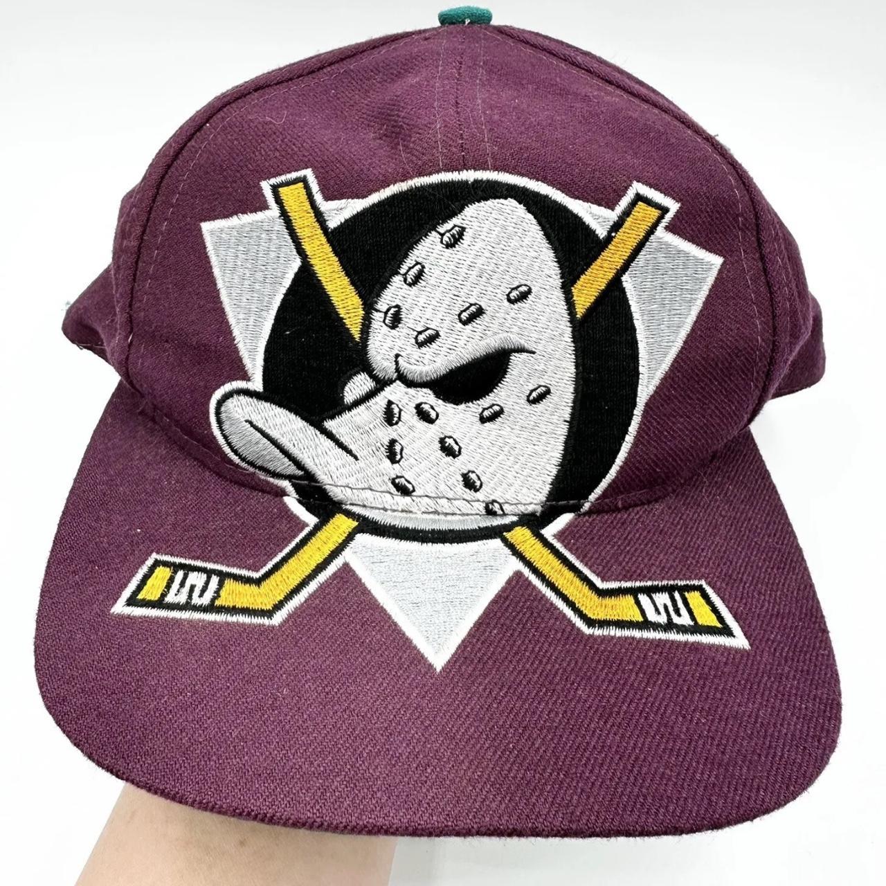Mighty Ducks AJD VTG 90s Snapback Hat Cap Blockhead... - Depop
