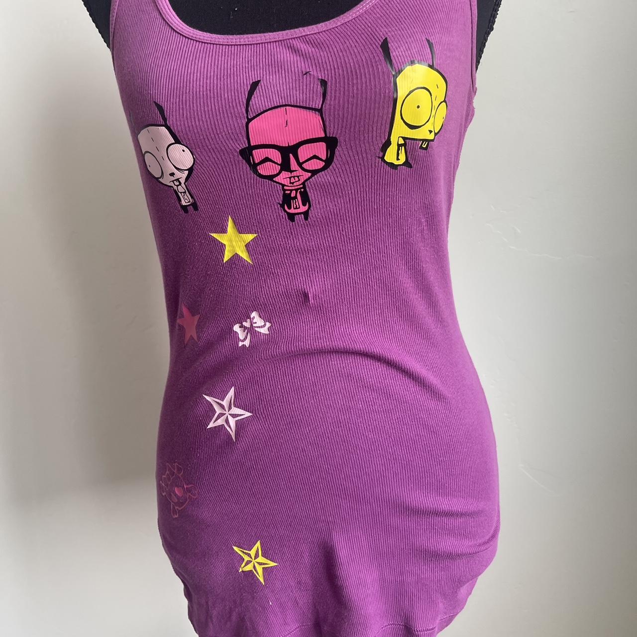 Scene Zim invader alt yellow pink and purple wide... - Depop
