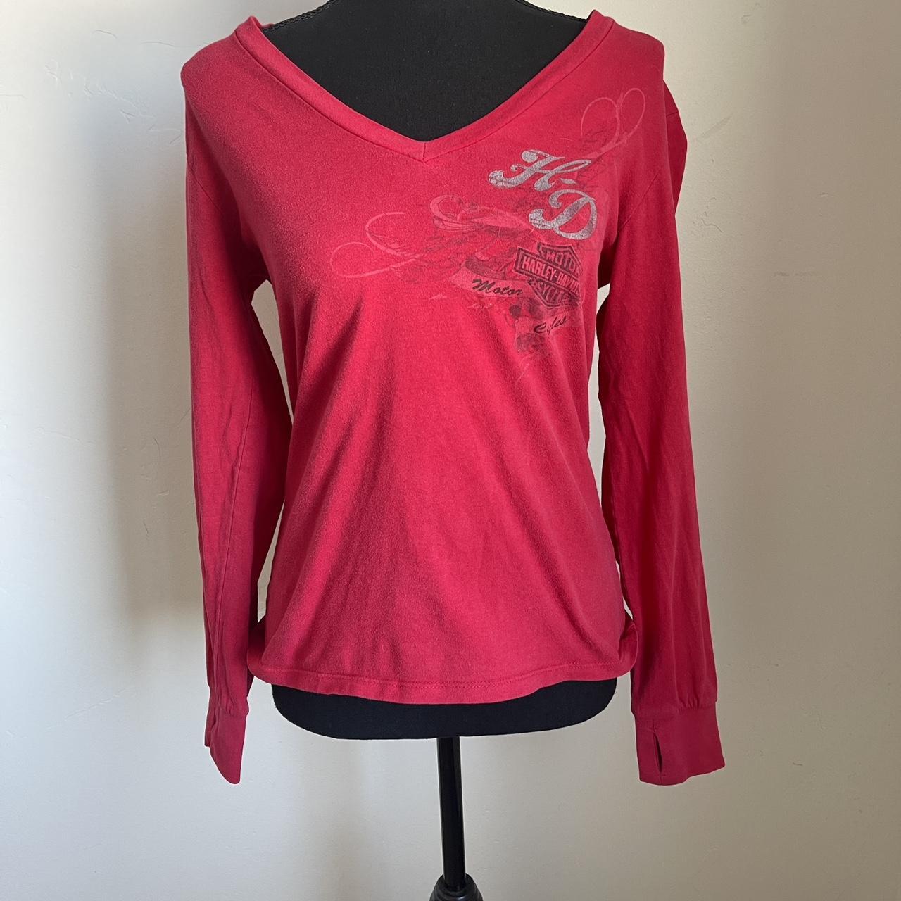 Alt Harley Davidson red long sleeve top! mesuments... - Depop