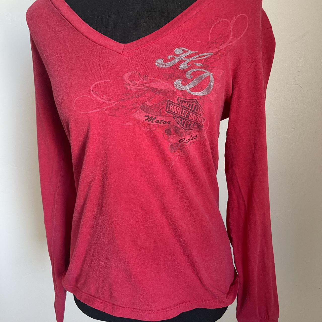Alt Harley Davidson red long sleeve top! mesuments... - Depop