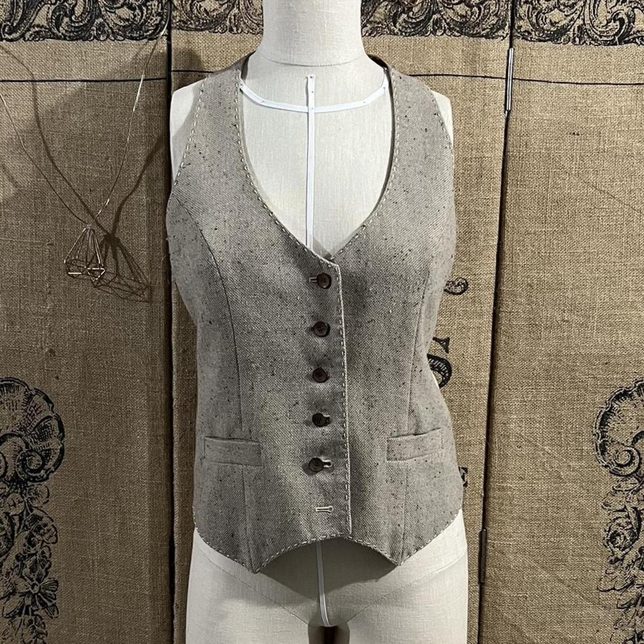 Tan Tweed Vest S - Depop
