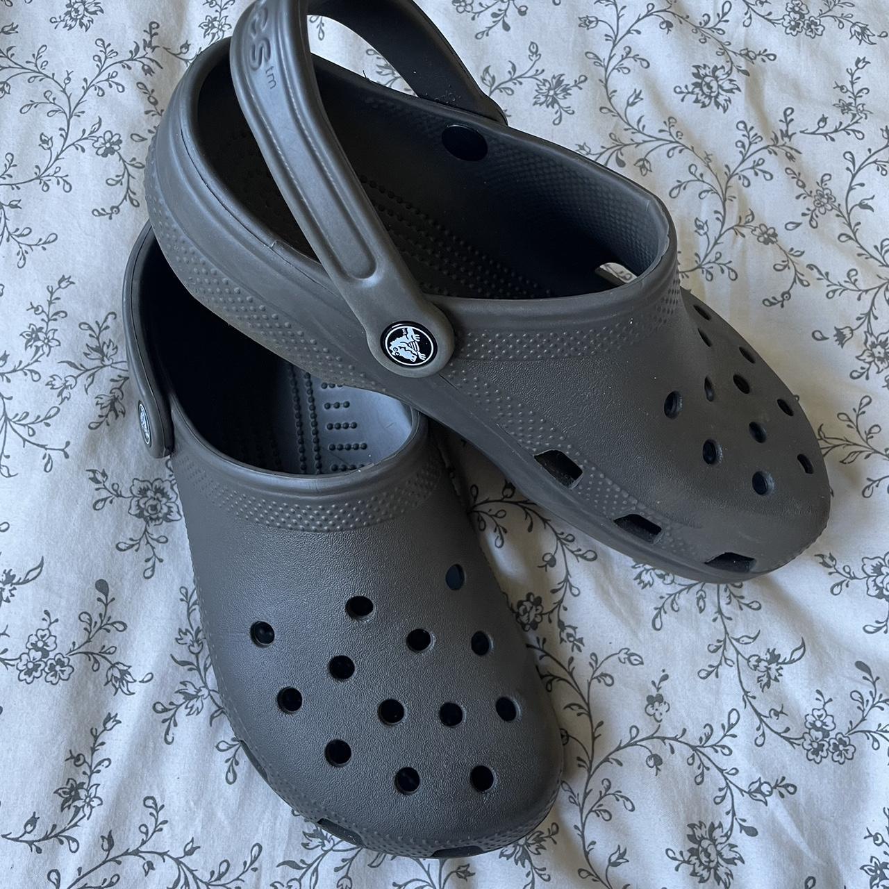 chocolate brown crocs bought in florida so says a... - Depop