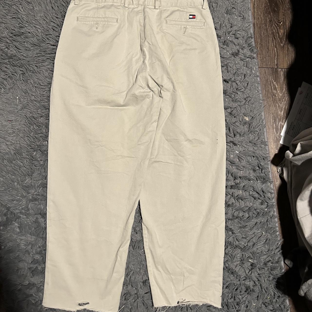 real baggy emo tan Tommy Hilfiger pants cut leg... - Depop