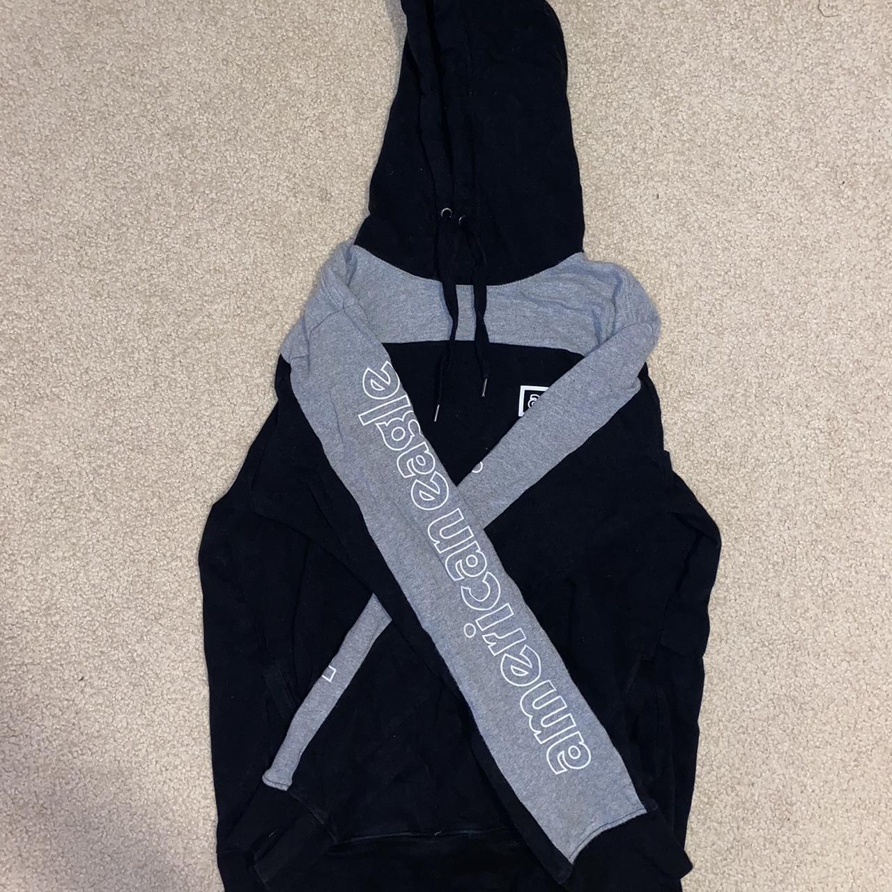 American Eagle Outfitters Men's Black and Grey Hoodie | Depop