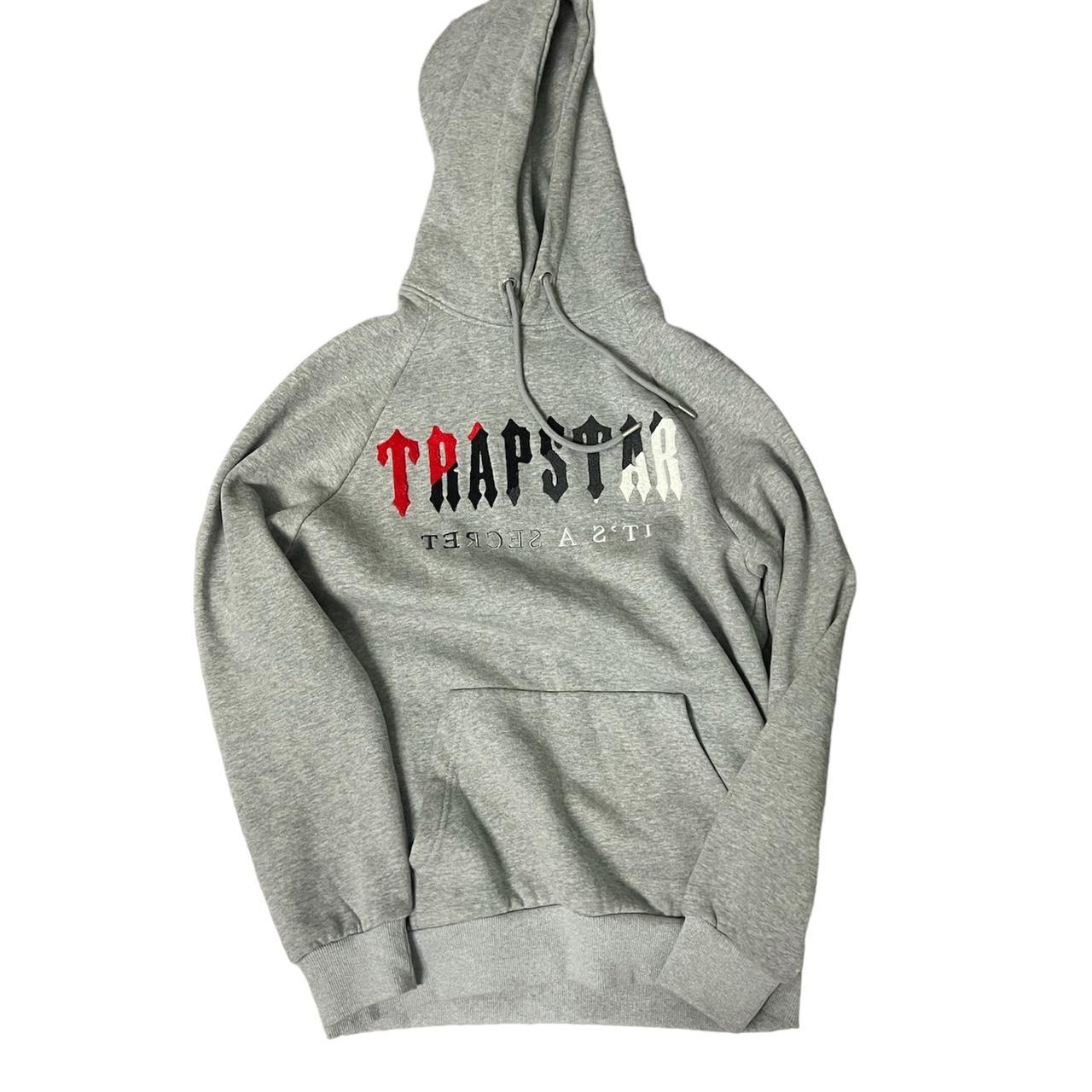 Trapstar Men's Grey and Red Hoodie | Depop