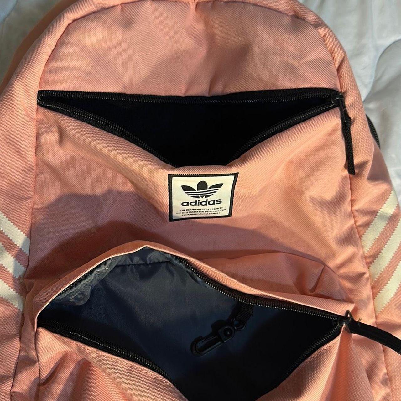 Adidas Full size Pink Backpack. Stripes still on... - Depop