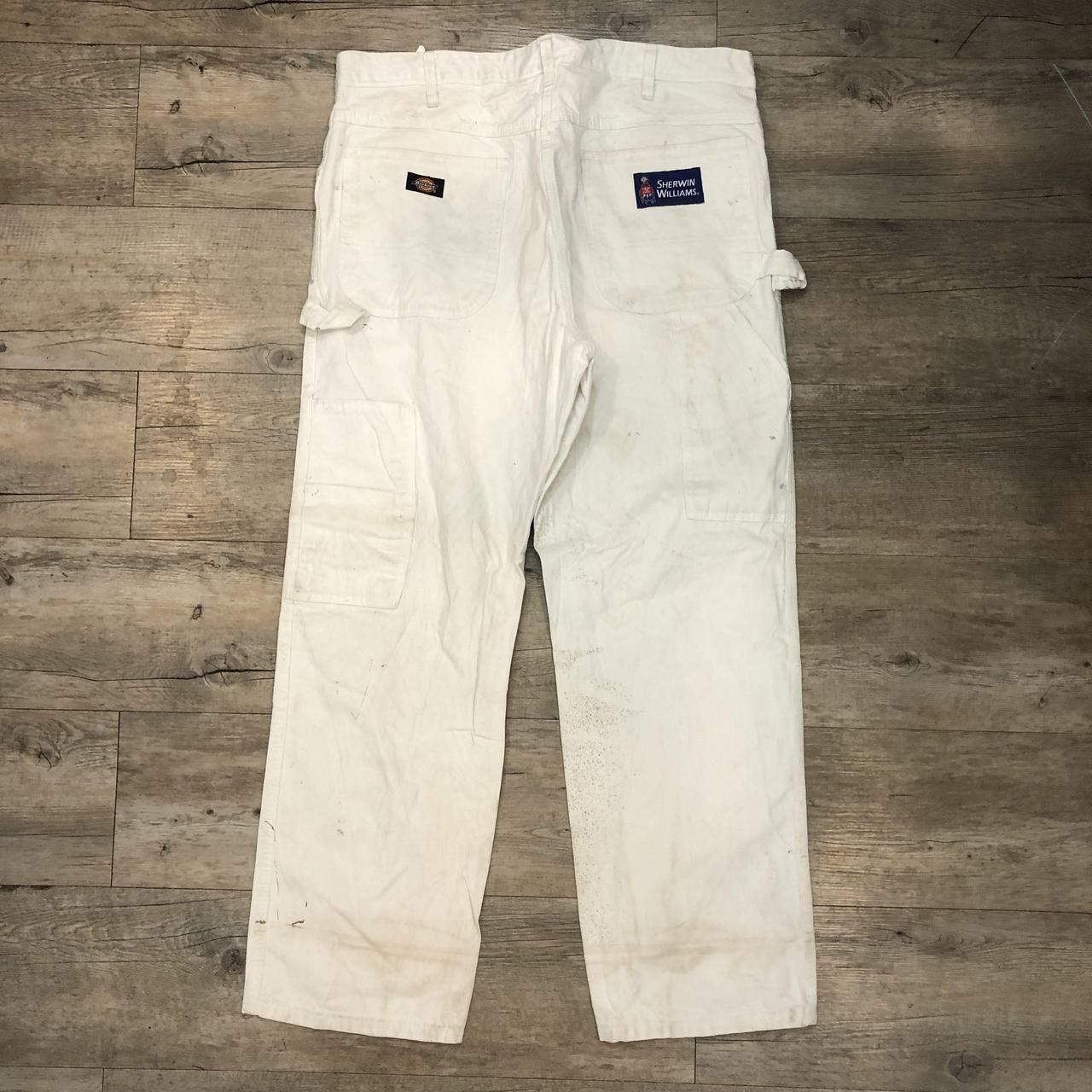 Vintage white Dickies Workwear trousers with company... - Depop