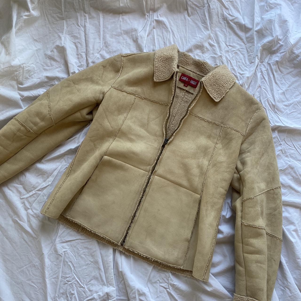 Tan suede Cuba High jacket - Depop