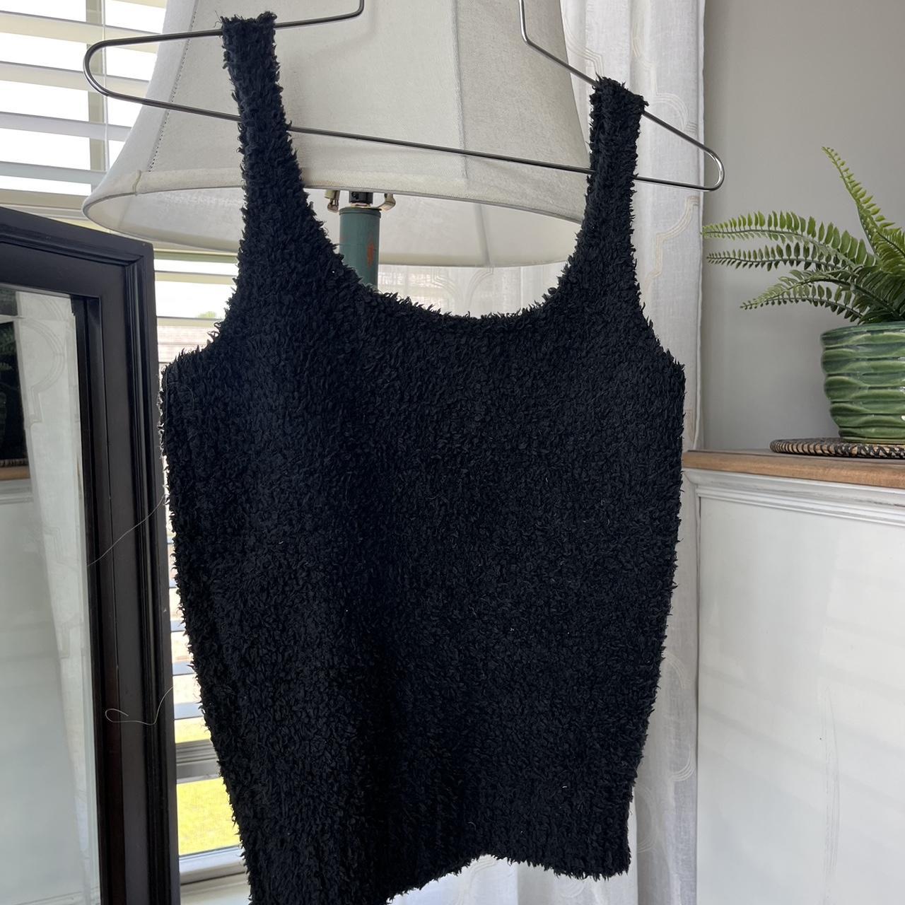 Skims black fluffy tank - Depop