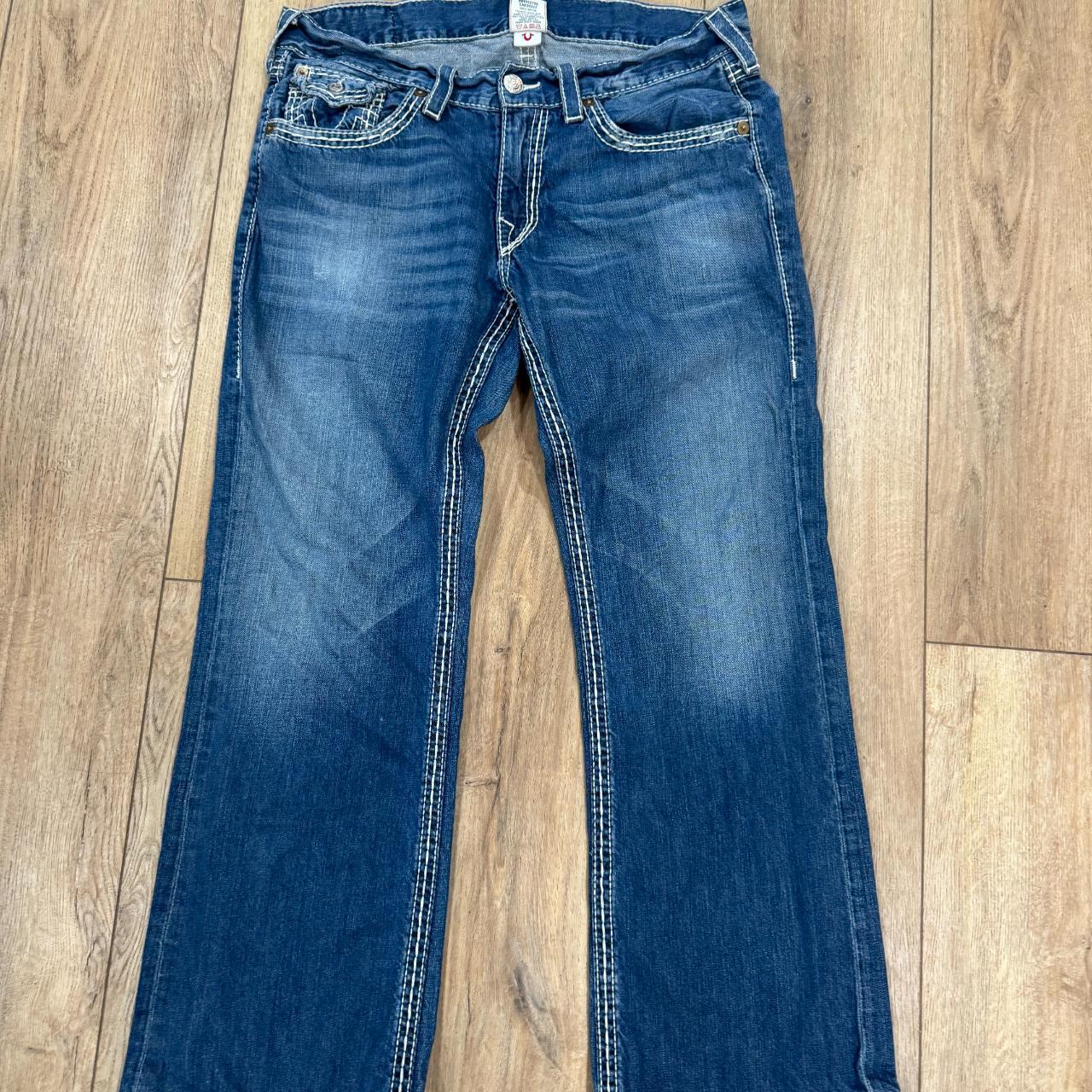 Bootcut true religion jeans big stitch size... - Depop