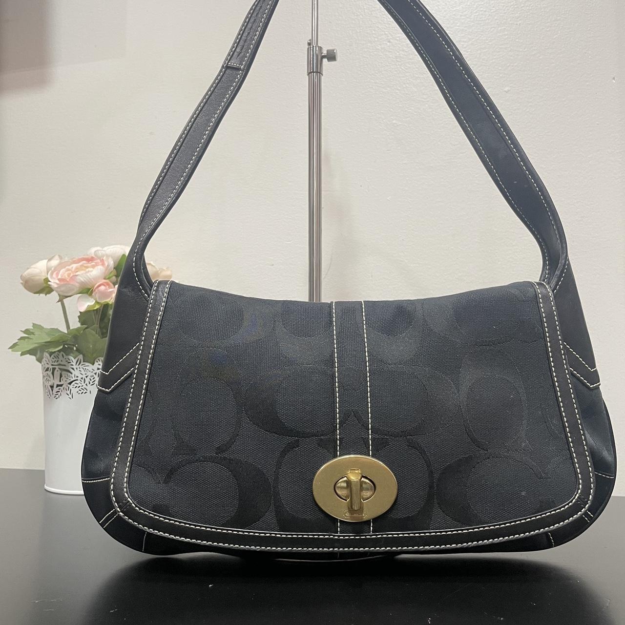 COACH CC LOGO SIGNATURE BLACK SATEEN JACQUARD PURSE... - Depop