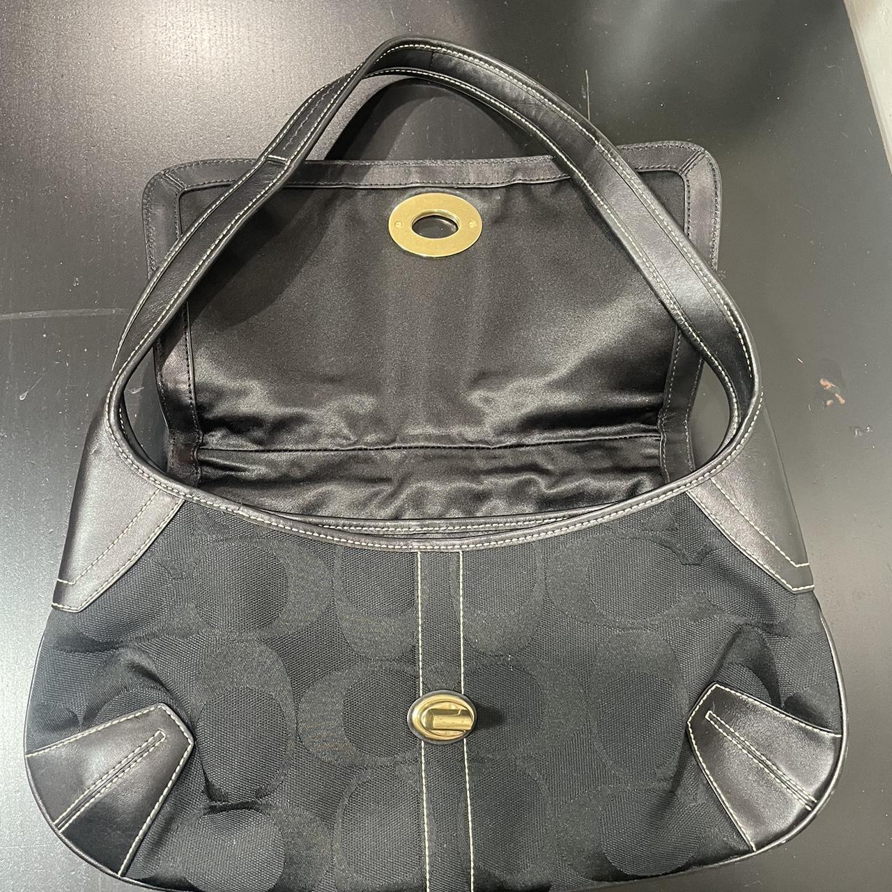 COACH CC LOGO SIGNATURE BLACK SATEEN JACQUARD PURSE... - Depop