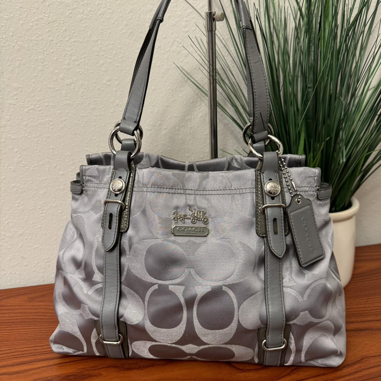 Coach purse silver glittery gray trim authentic... - Depop