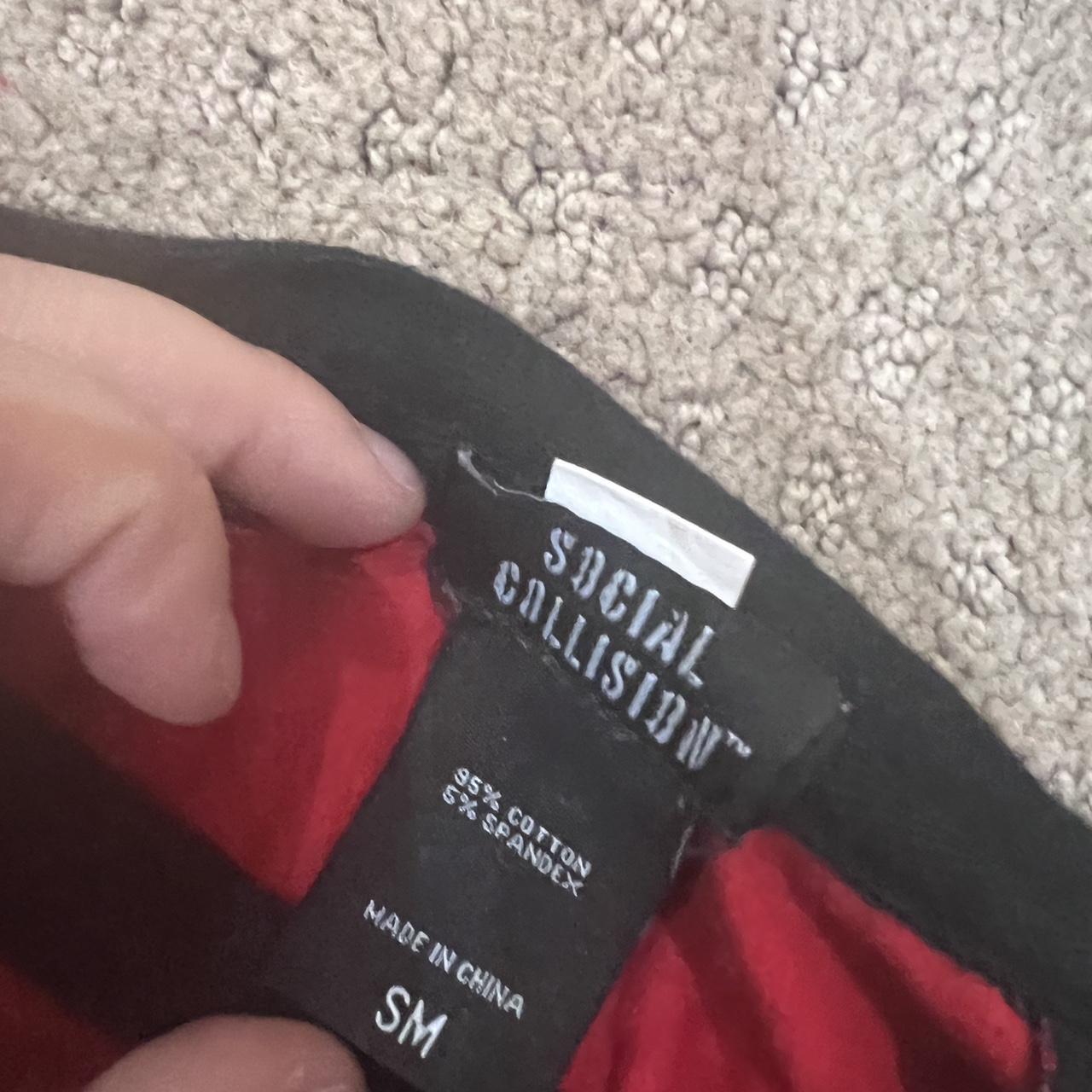 hot topic red and black long sleeve crop top with... | Depop