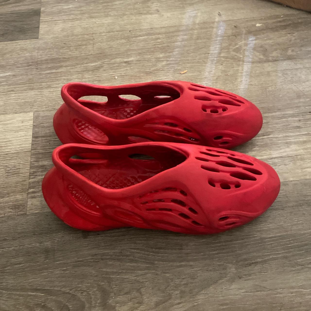 Red Yeezy foam runners - Depop