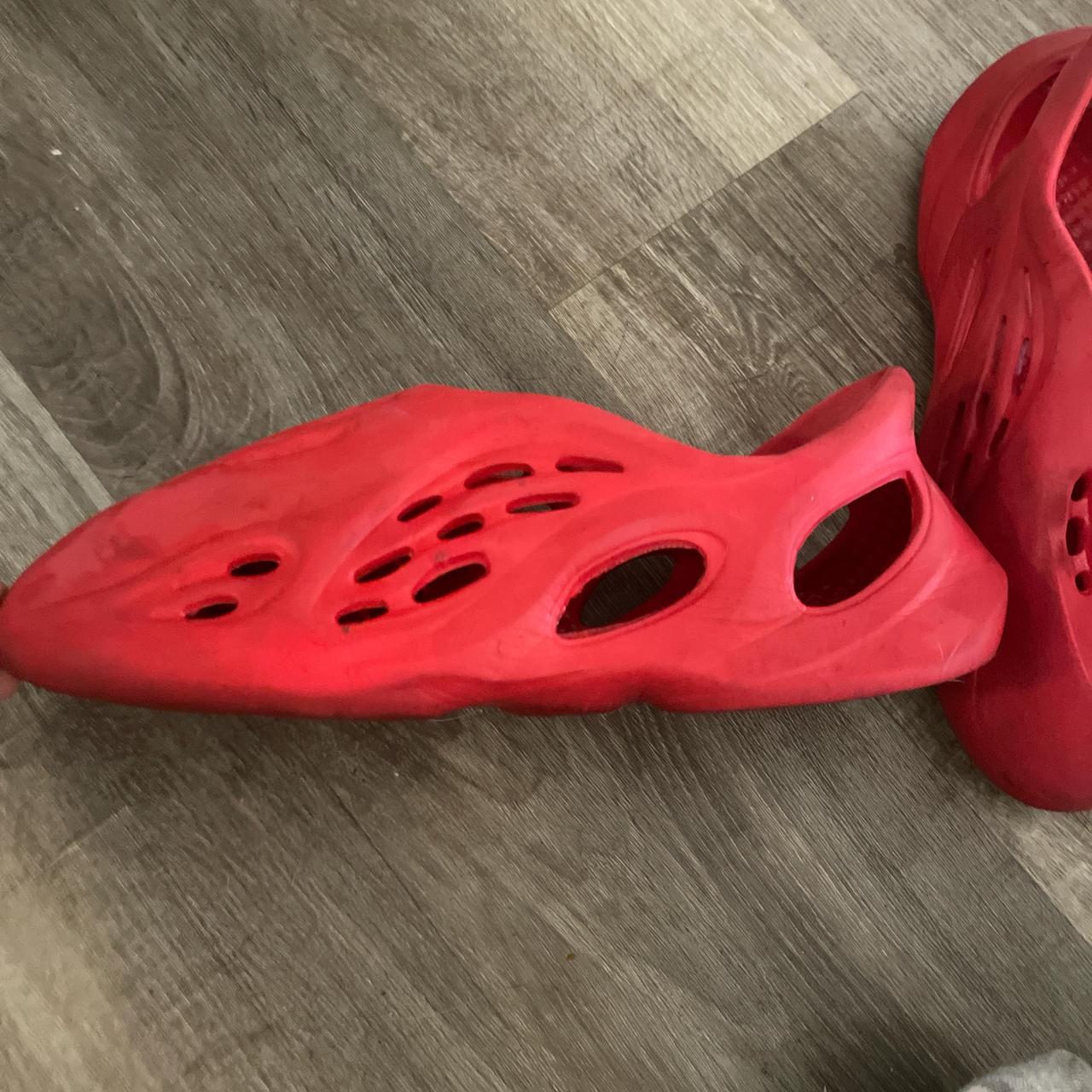 Red Yeezy foam runners - Depop