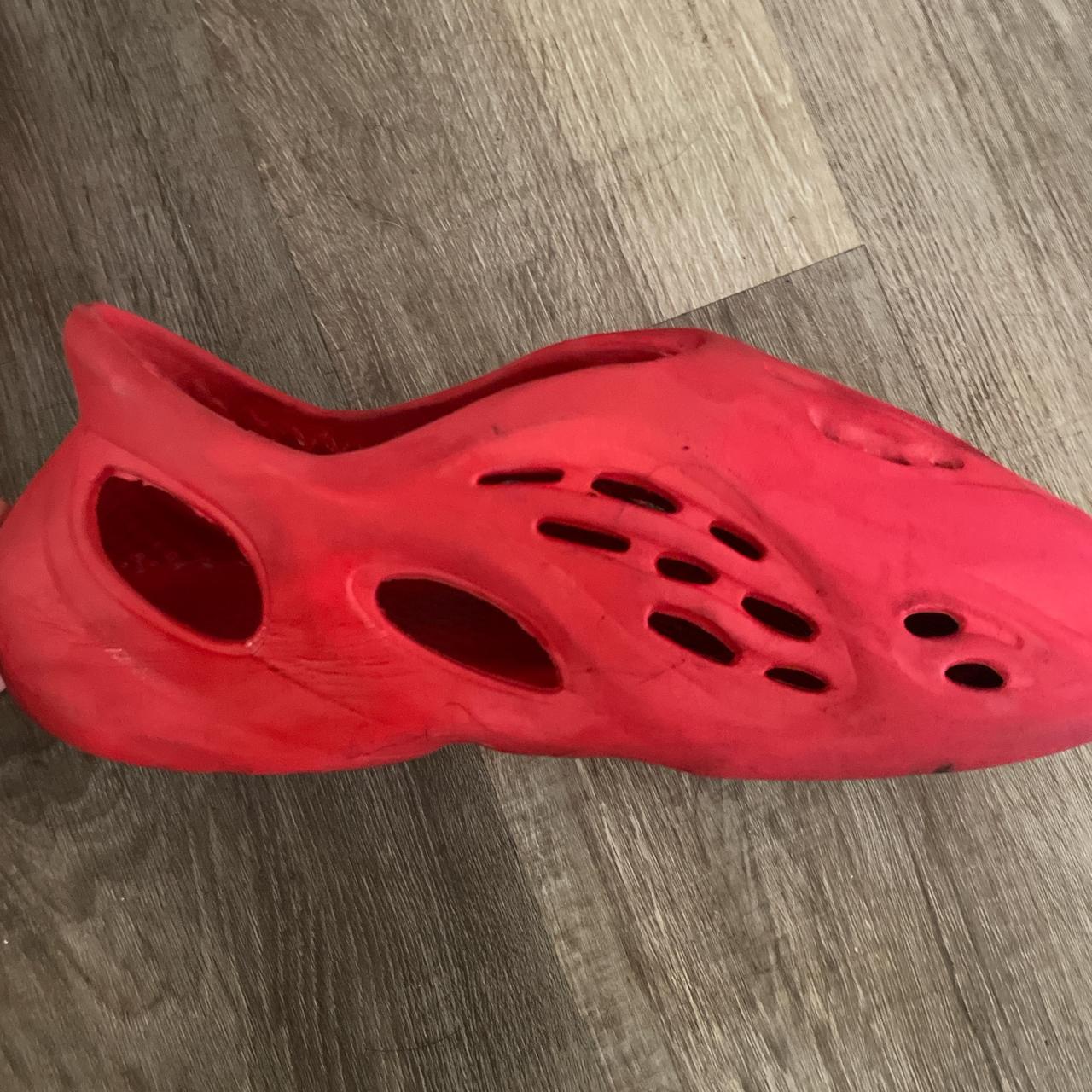 Red Yeezy foam runners - Depop