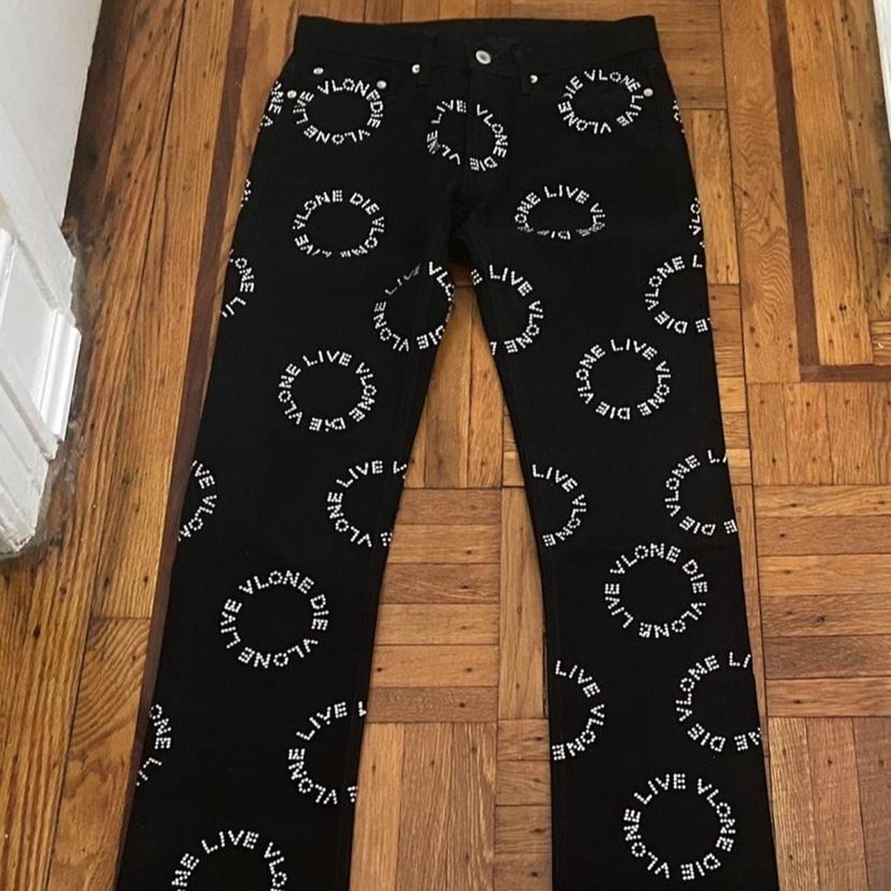 Vlone rhinestone jeans size 32 Ready to ship dm for... - Depop