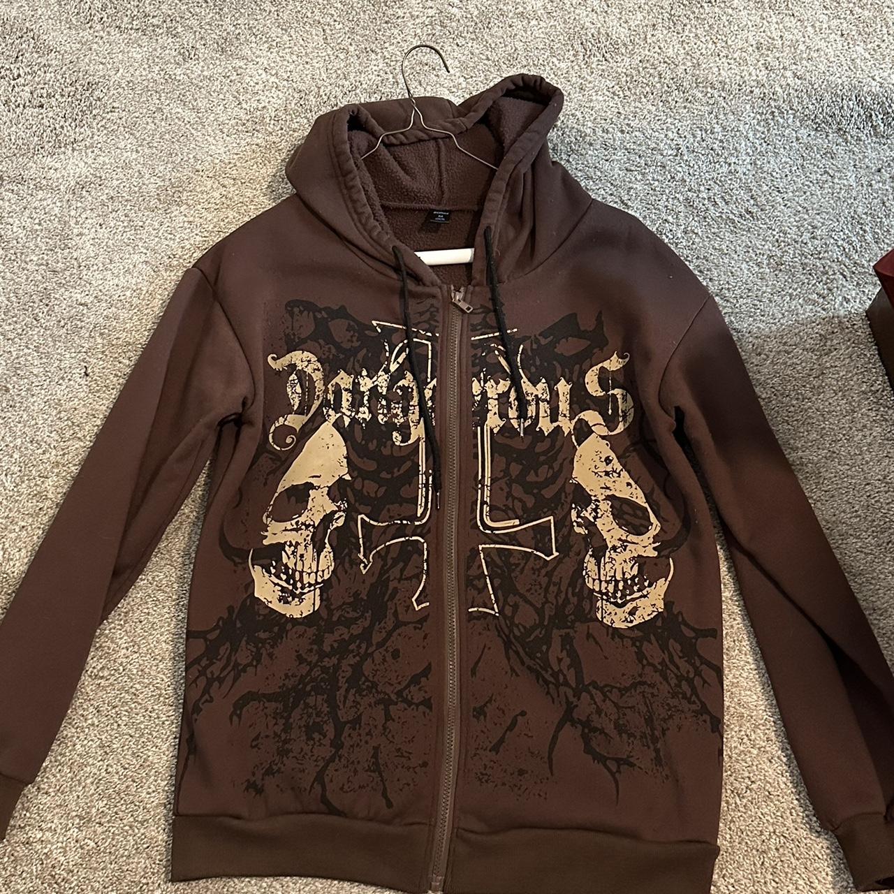 Romwe Brown affliction like jacket. Super soft... - Depop