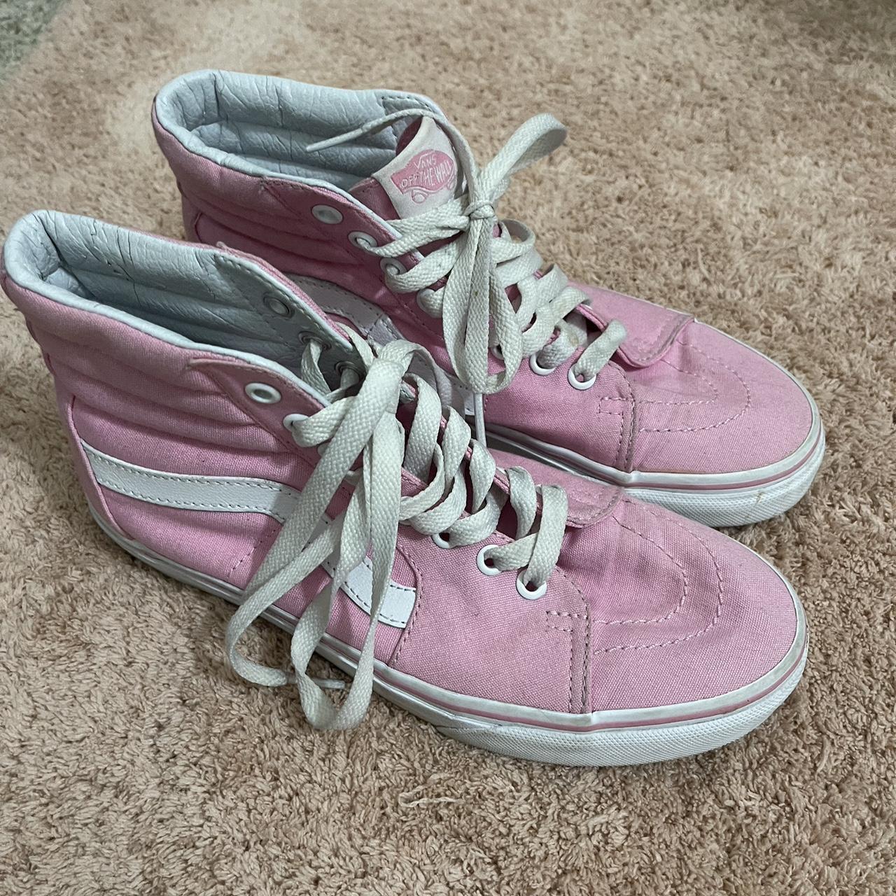 bubblegum pink high top vans size women’s US 7 ankle... - Depop