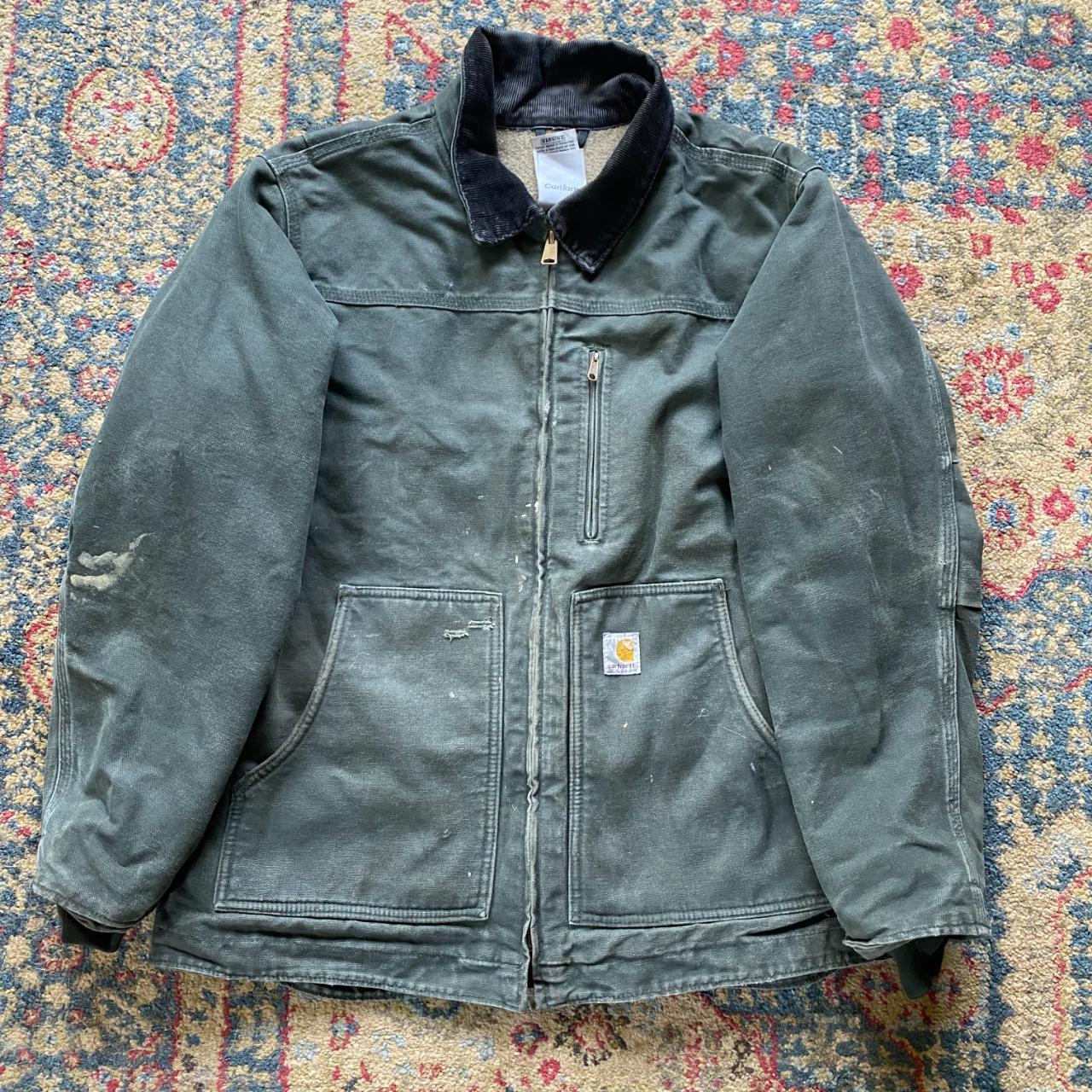 Vintage Carhartt Ranch Work Jacket Moss Green Large... - Depop