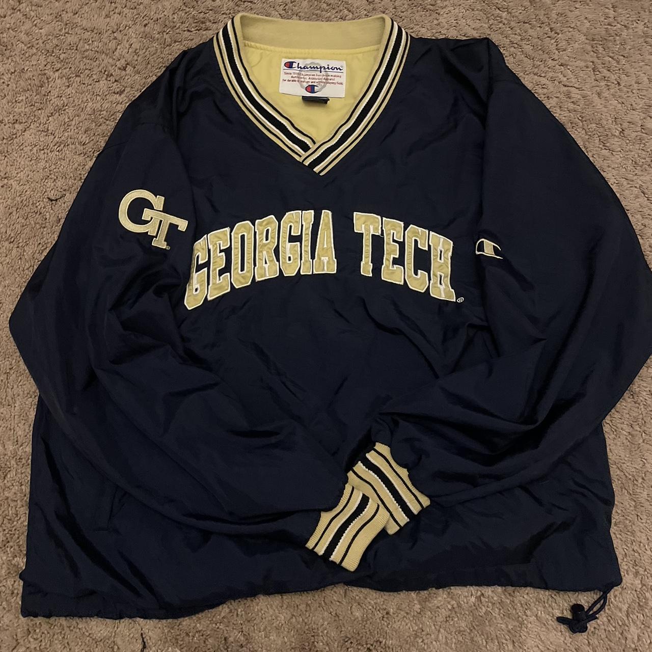 Navy Blue Champion Georgia Tech Pullover Sweater... - Depop