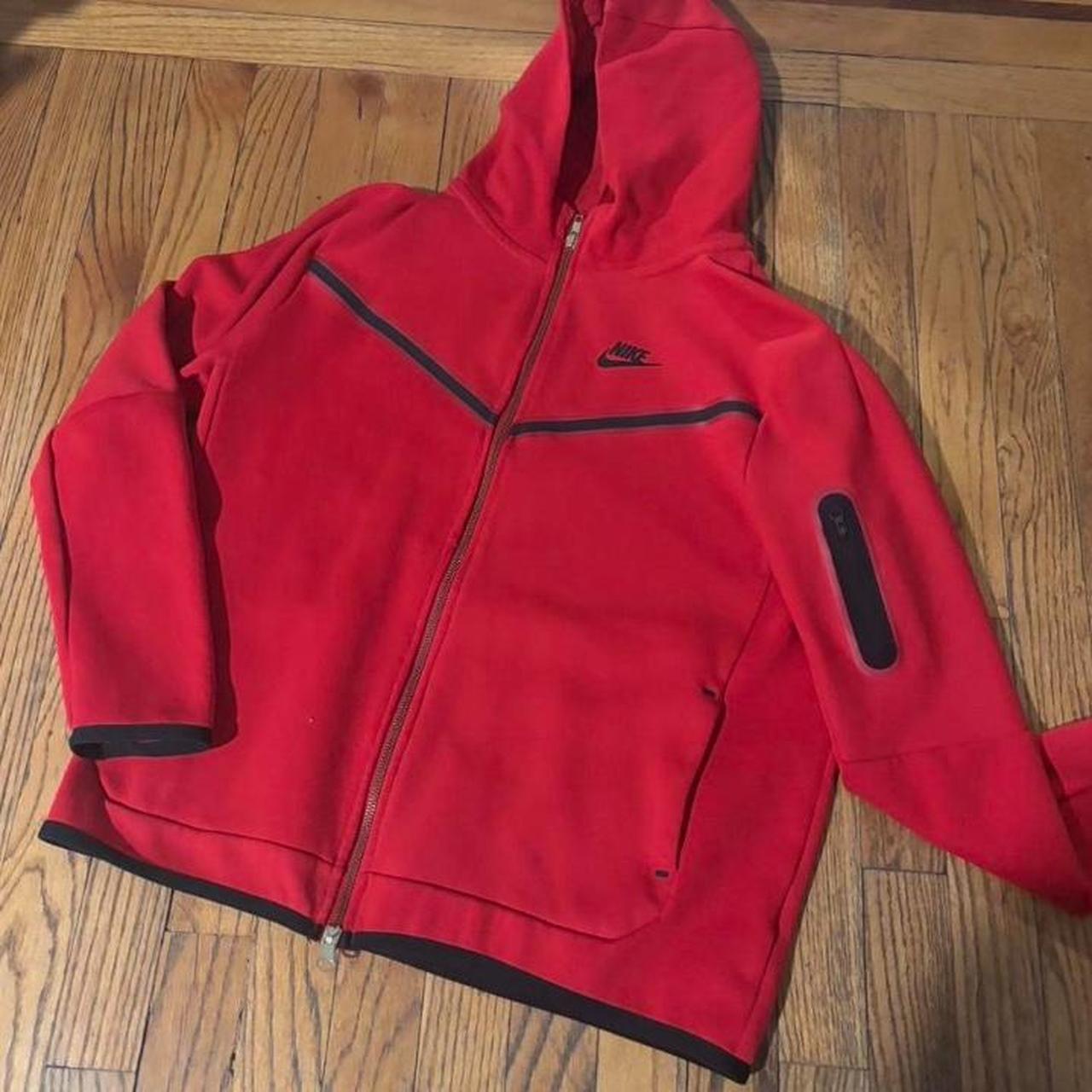 Red Nike tech fleece hoodie | Depop