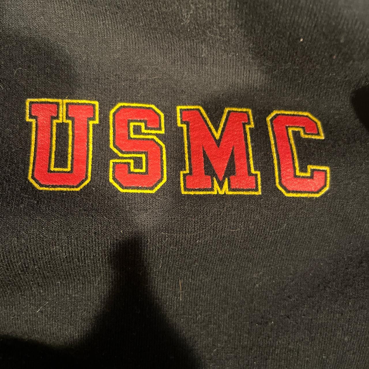USMC Black Quater Zip Jerzees Size Large fits like a... - Depop