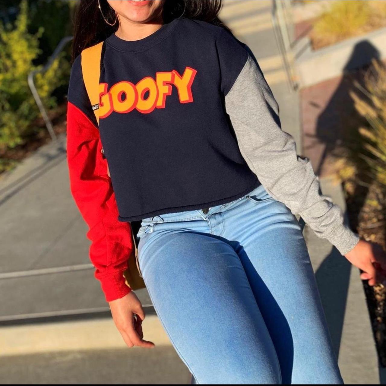 Goofy sweater 🧡 Two color sleeves with a goofy... - Depop