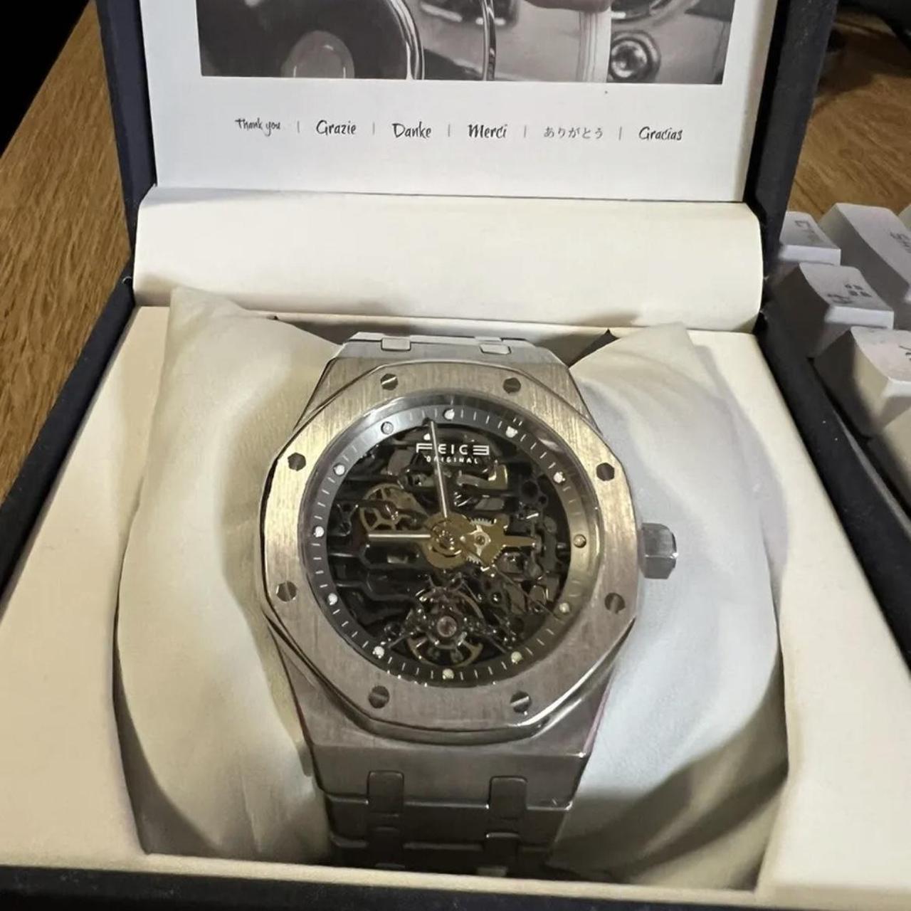 FEICE Men's Automatic Mechanical Watch Skeleton - Depop