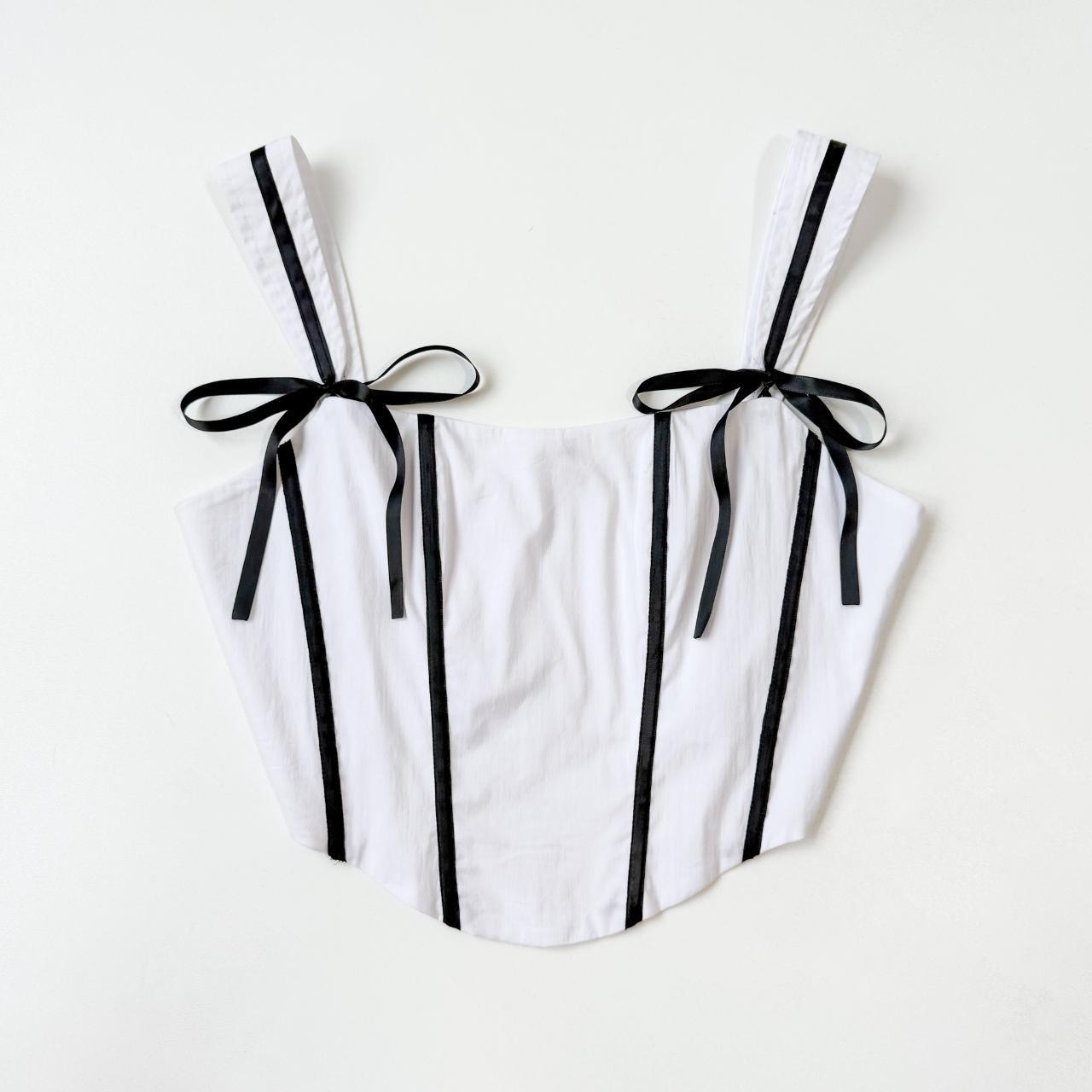 White Bow Tie Corset Bodice Summer Top Size L | New... | Depop