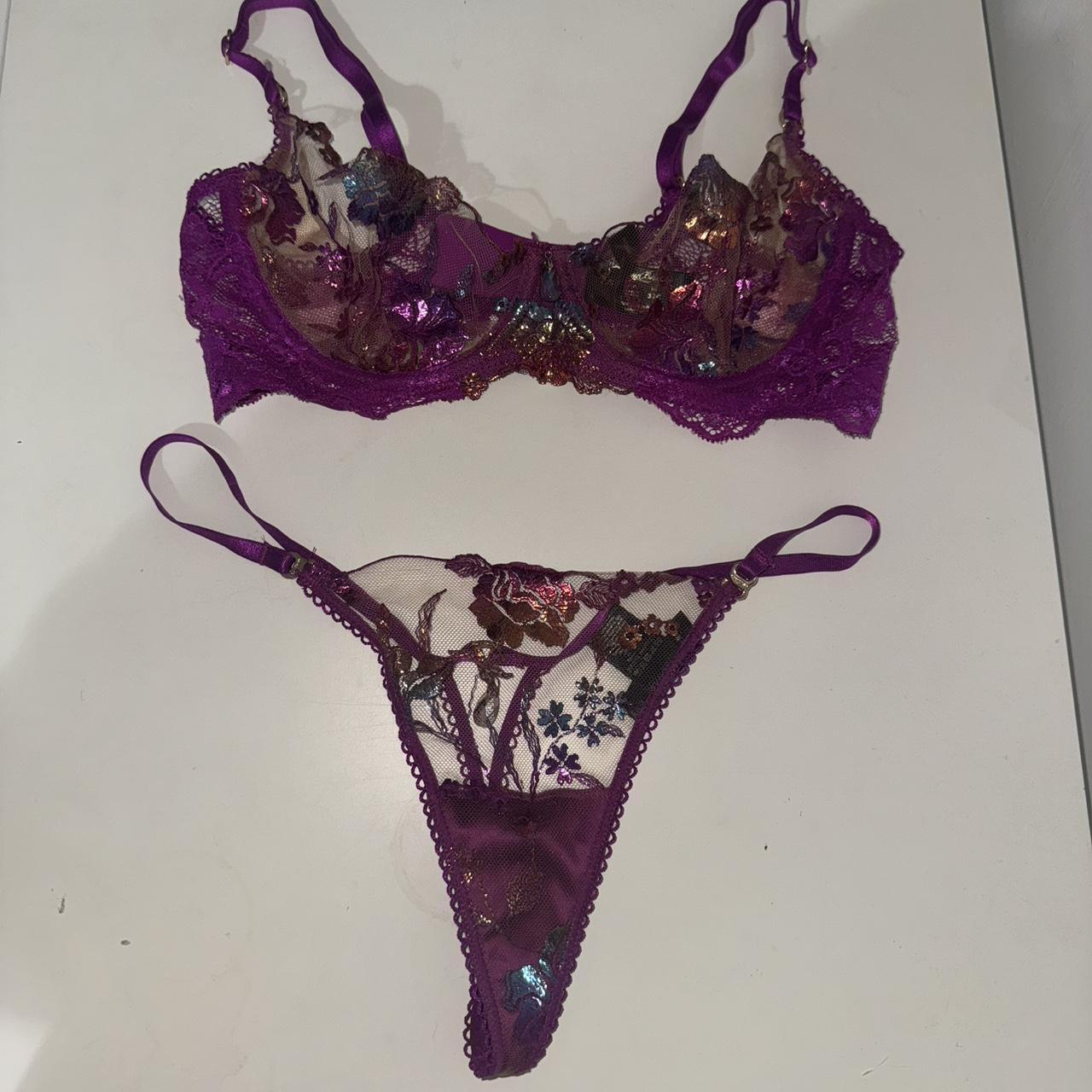 Honey Birdette Whitney purple rainbow set Bra 32C... - Depop