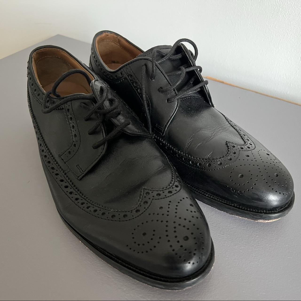 Clarks real leather brogues in black Worn twice to... - Depop